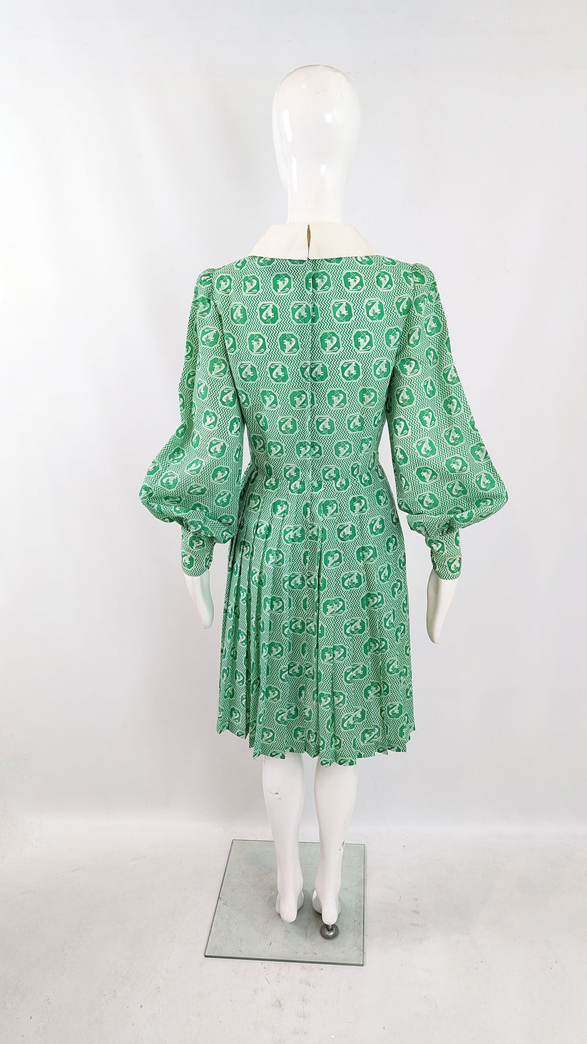 Jean Allen Vintage Bishop Sleeve Green Dress, 1960s – Zeus Vintage